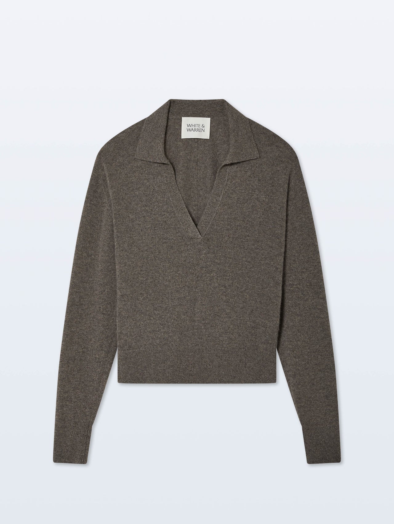 Cashmere Long-Sleeved Polo | Ashen Brown