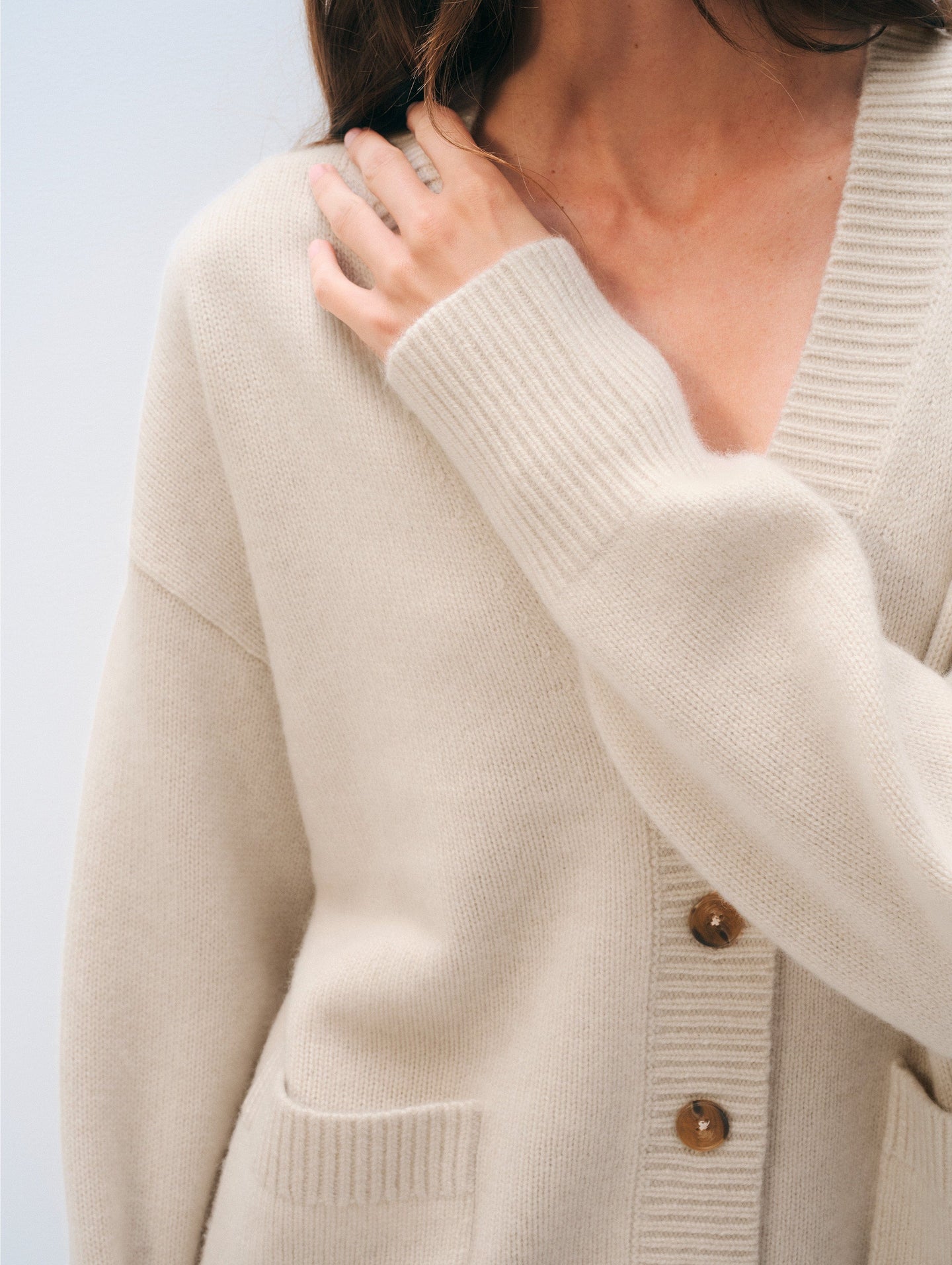 Cashmere Luxe Pocket Cardigan | Natural Heather