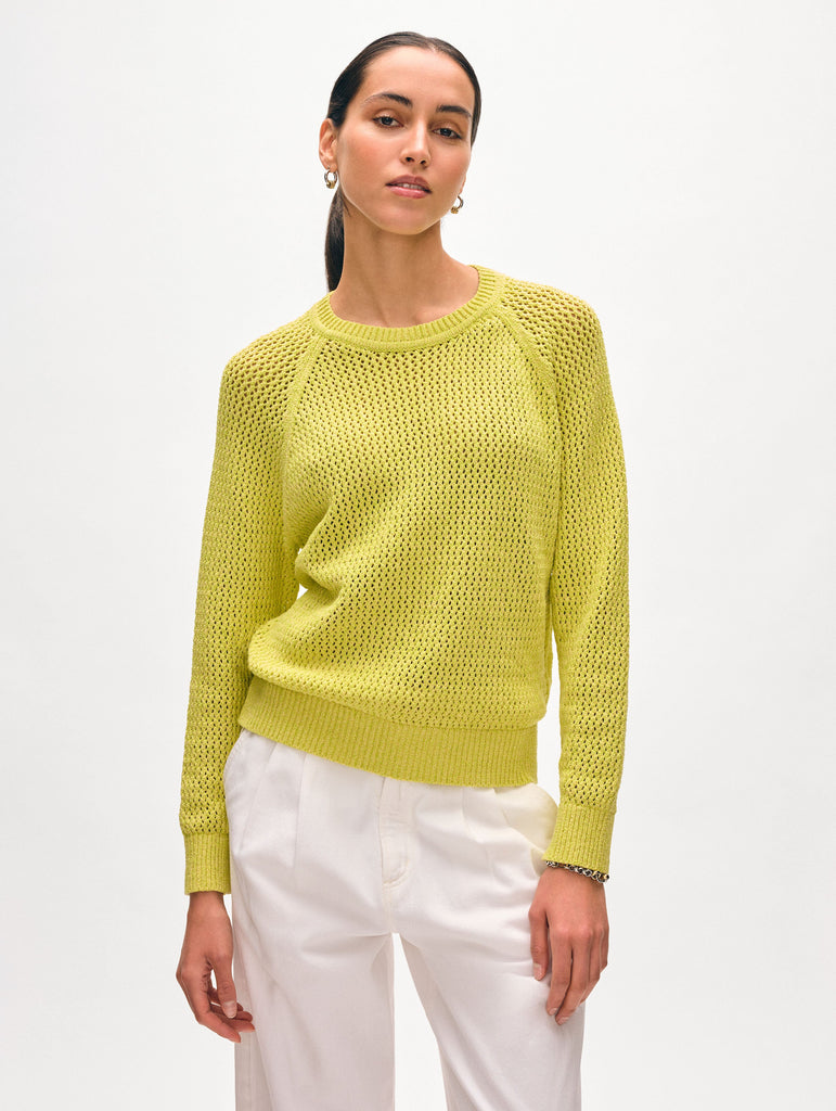 Fine Cotton Boucle Mesh Sweatshirt | White + Warren