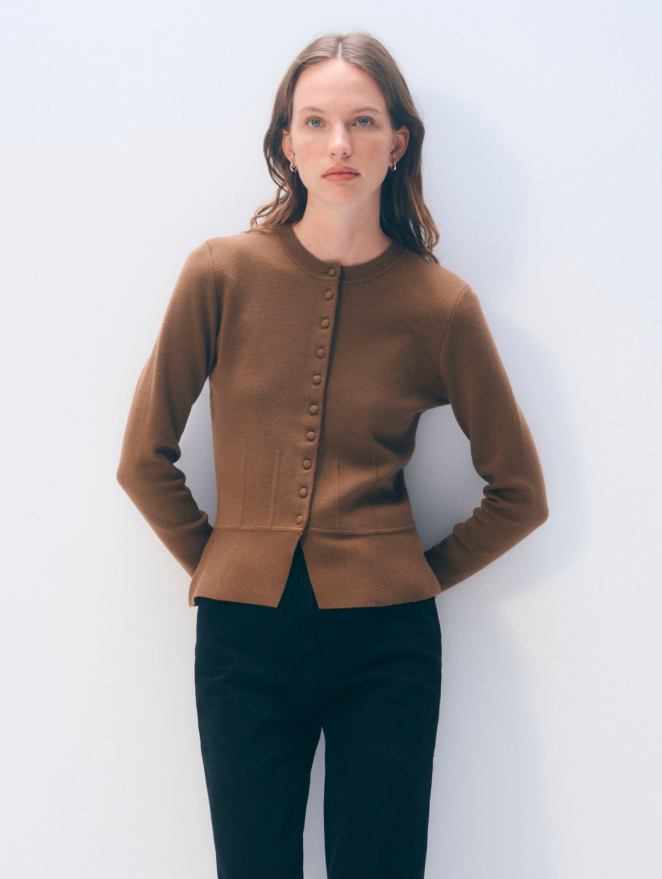 Superfine Merino Waisted Cardigan | Burnt Caramel
